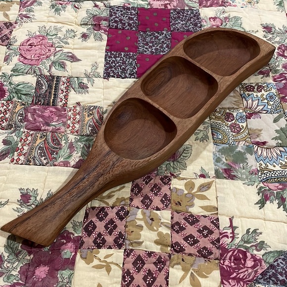 Source Unknown | Dining | Vintage Teakwood Monkey Pod Divided Tray ...